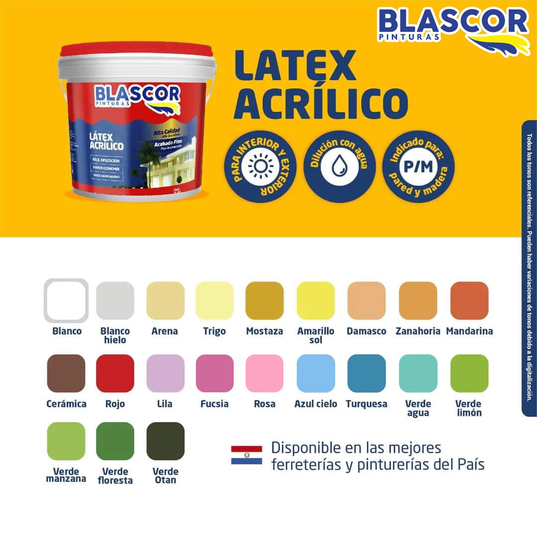 PINTURA LÁTEX ACRÍLICO COLOR AZUL CIELO 18 L BLASCOR – ferreteriacolarte